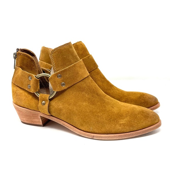 Frye | Shoes | Frye Ray Harness Back Zip Suede Western Booties Size 9 ...